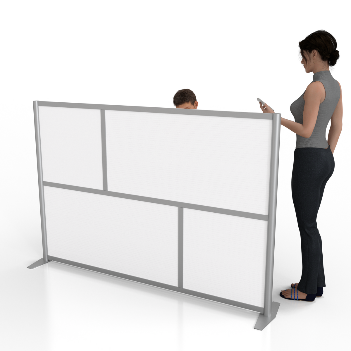 75" length by 51" height Office Partition, White & Translucent Panels ...