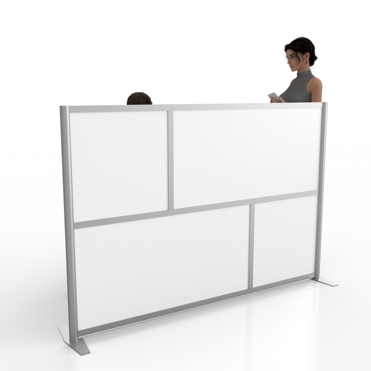 75" length by 51" height Office Partition, White & Translucent Panels ...
