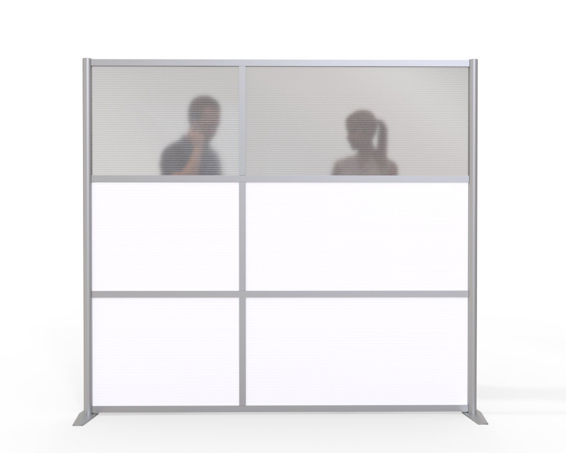 84" wide x 75" high Office Partition, White & Translucent Divider Wall ...