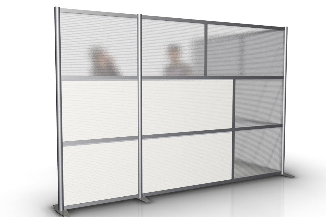 L-Shaped Office Partition, 117" x 84" x 75" Tall, White & Translucent ...