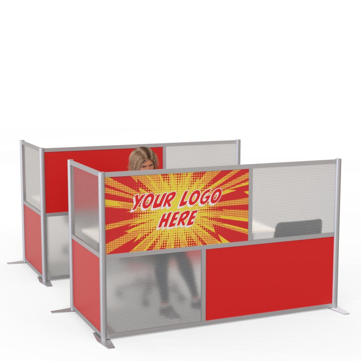84" x 35" x 51" high L-Shaped Graphic Art & Logo Cubicle Partition ...