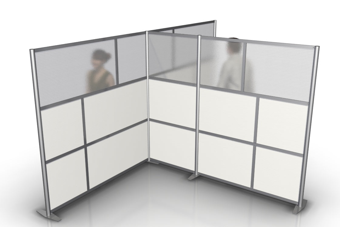 148"L x 92"W x 75" high T-Shaped Office Partition, Translucent & White ...