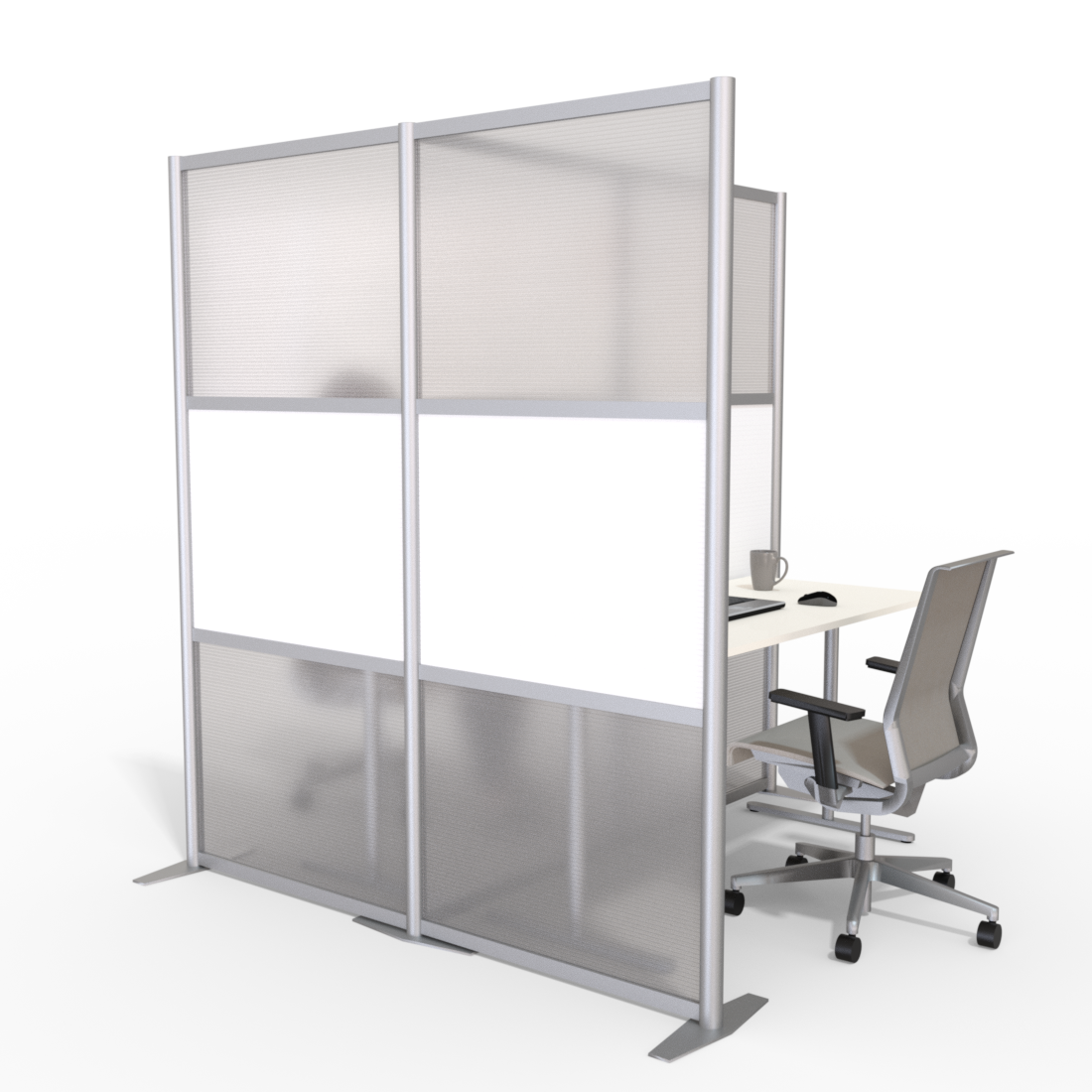 68"L x 35"W x 35"W x 75" high - T-Shaped Office Divider, Translucent ...