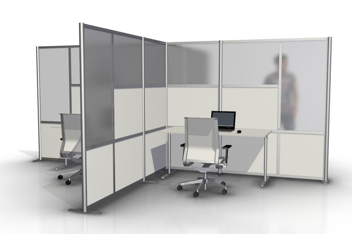 T-Shaped Office Desk Divider Partition Quad - 182" x 182" x 75" height ...
